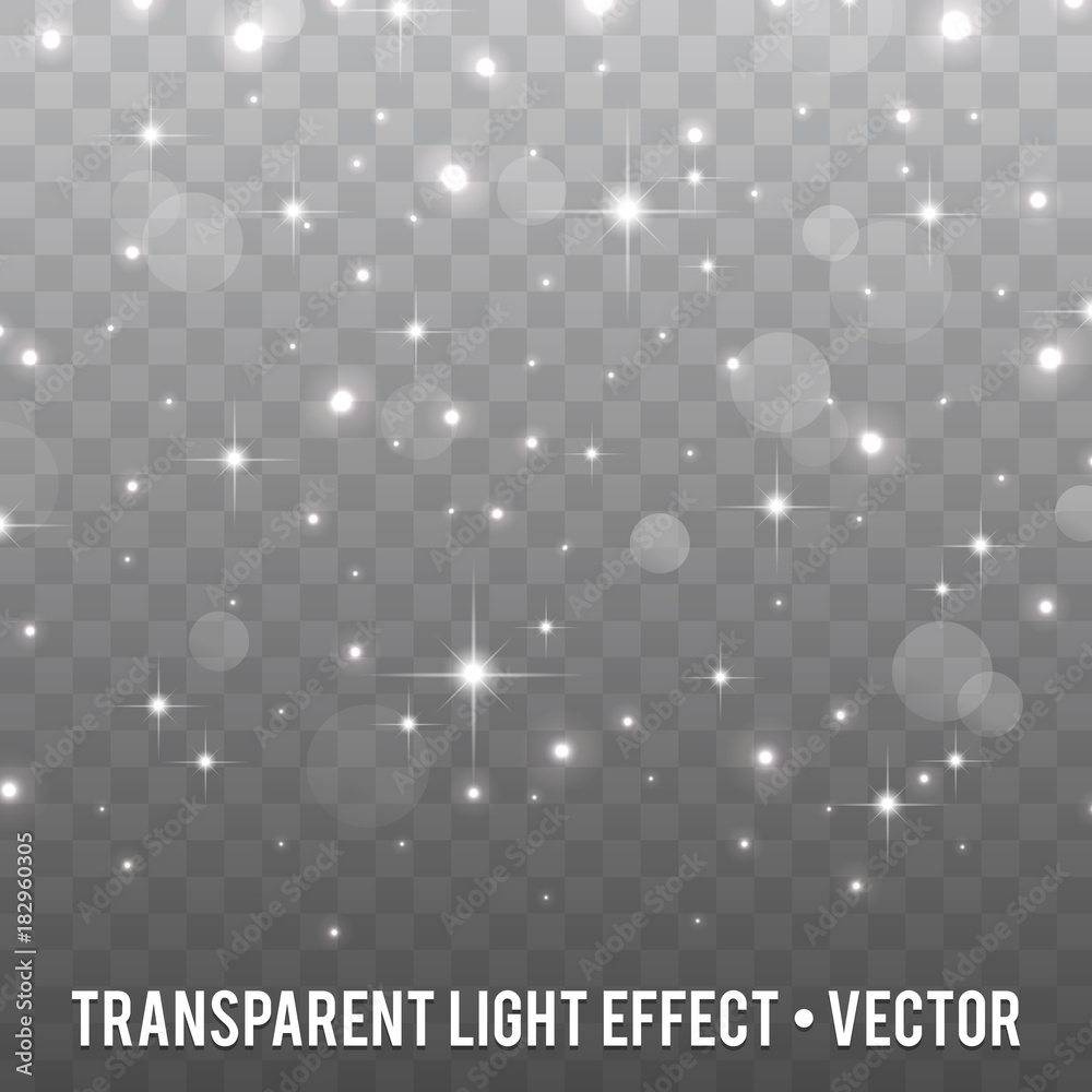 Vector white Glitter particles Effect on transparent Background. Stock ...