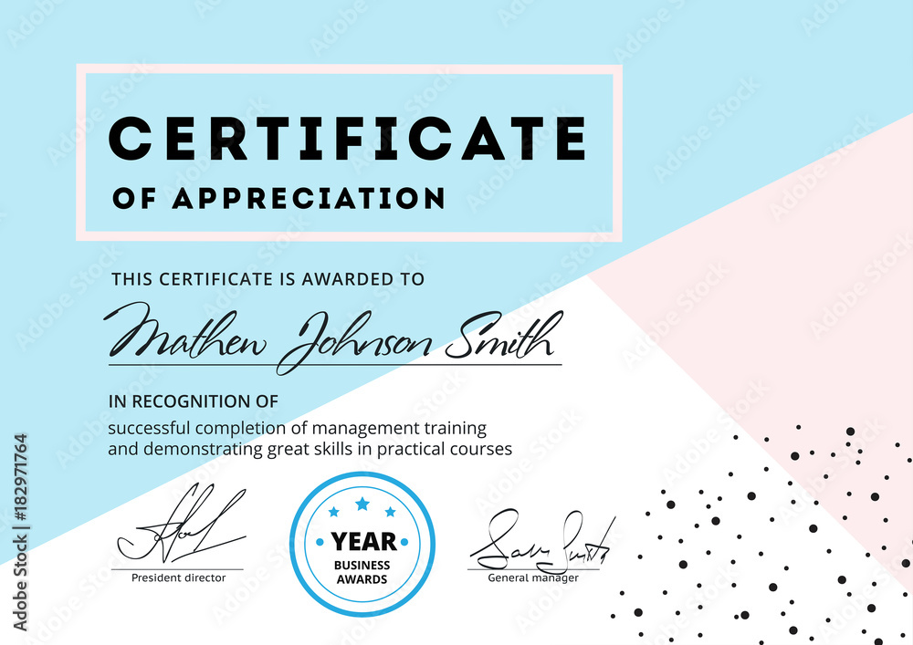 Certificate of appreciation template design. Elegant business diploma ...