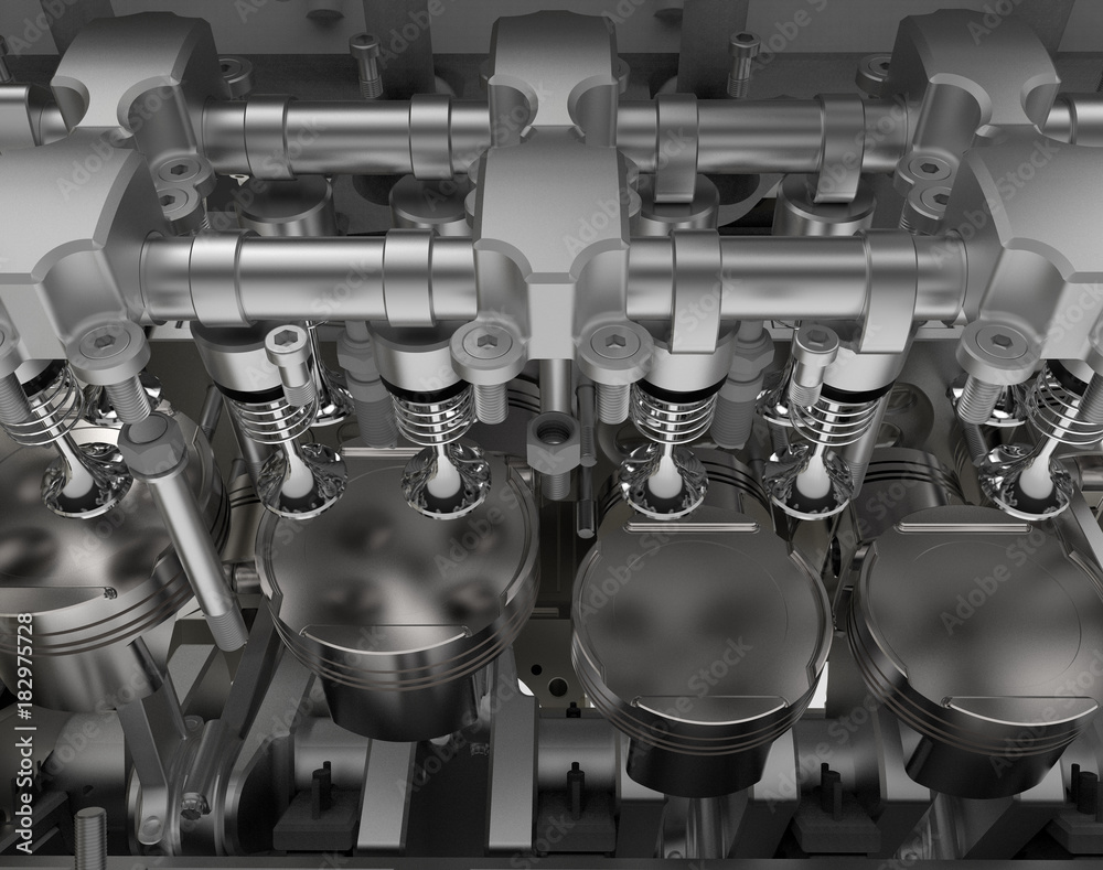 V8 Car engine. Concept of modern car engine. High resolution 3d render ...
