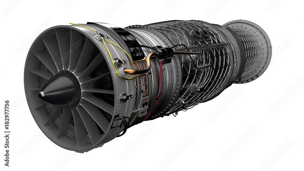 Jet engine inside isolated on white background High resolution 3d Stock ...