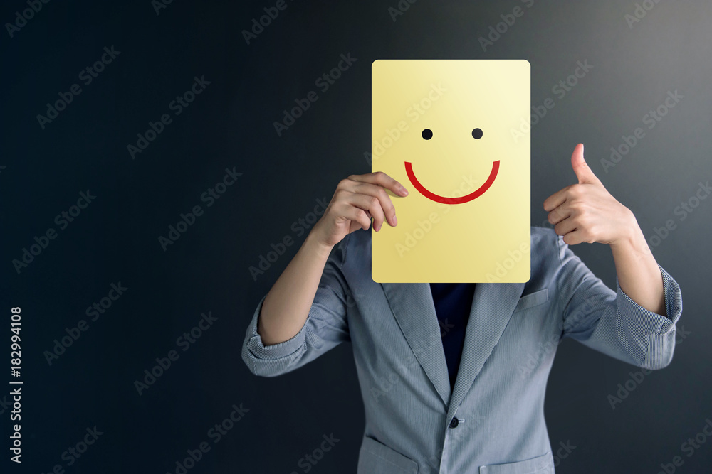 Customer Experience Concept, Portrait of Client Woman with Thumb Up in ...