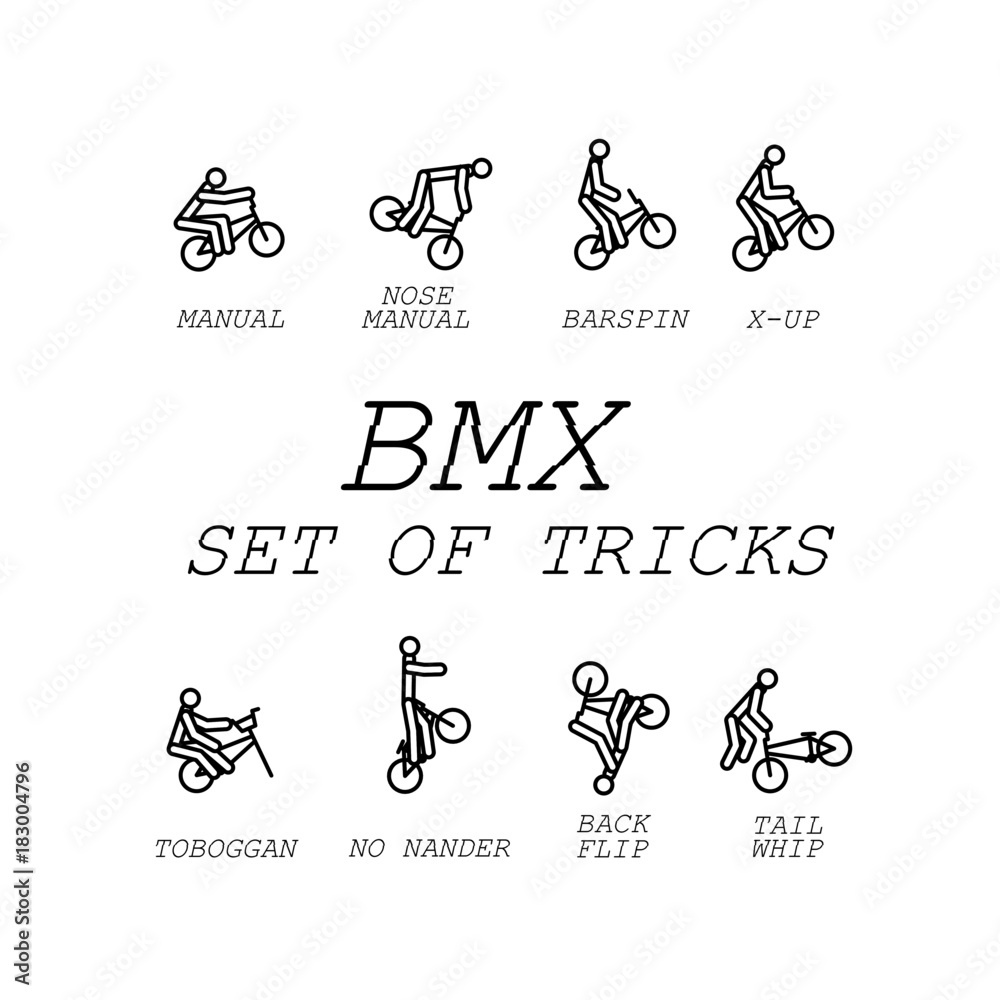 stick figure vector bmx set of tricks Stock Vector | Adobe Stock