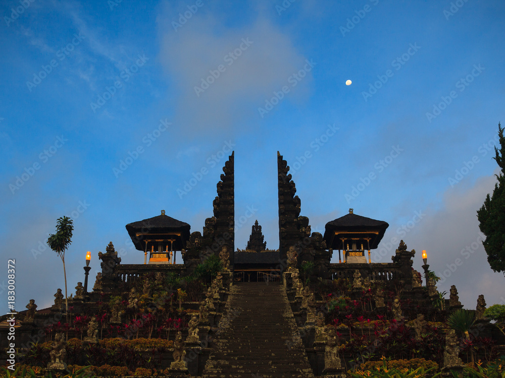 Main temple of Bali - Pura Besakih stairs and gates at evening. Stock ...