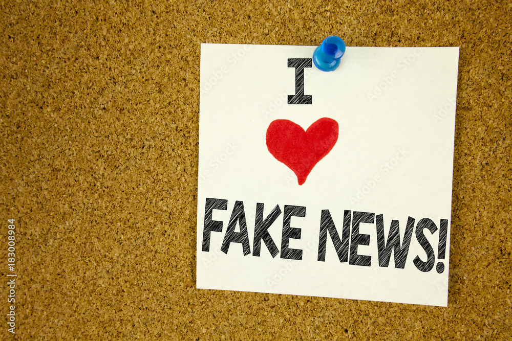 Hand writing text caption inspiration showing I Love Fake News concept ...
