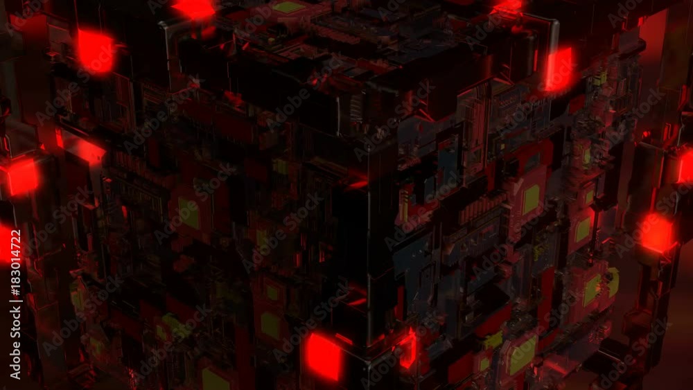 Techno Cube VJ Loop - sci-fi motion graphics with rotating futuristic ...