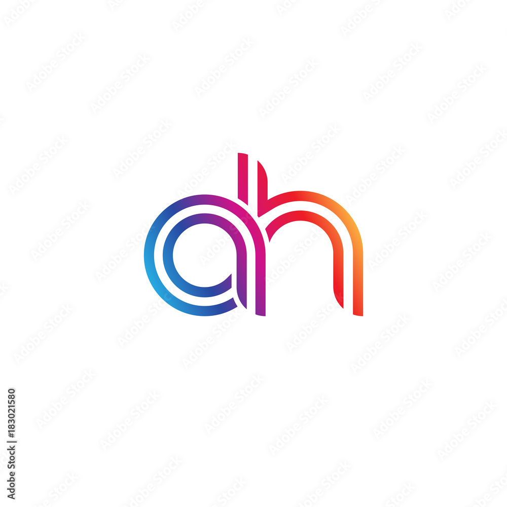 Initial lowercase letter ah, linked outline rounded logo, colorful ...