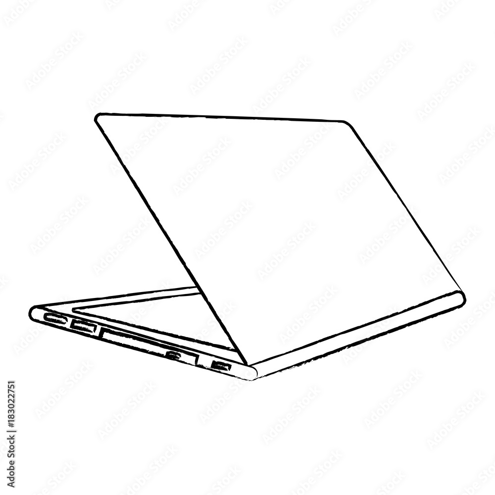 open laptop back view icon digital device vector illustration Stock ...