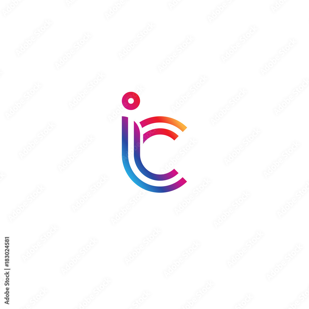 Initial lowercase letter ic, linked outline rounded logo, colorful ... Initial lowercase letter ic, linked outline rounded logo, colorful ...