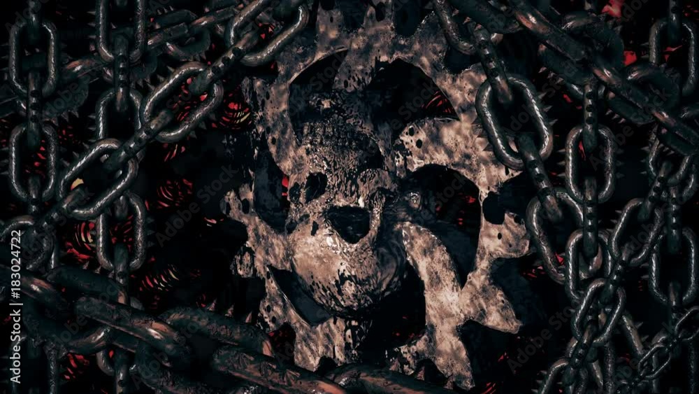 Skull Gear With Chains Frame - gothic and scary abstract motion ...
