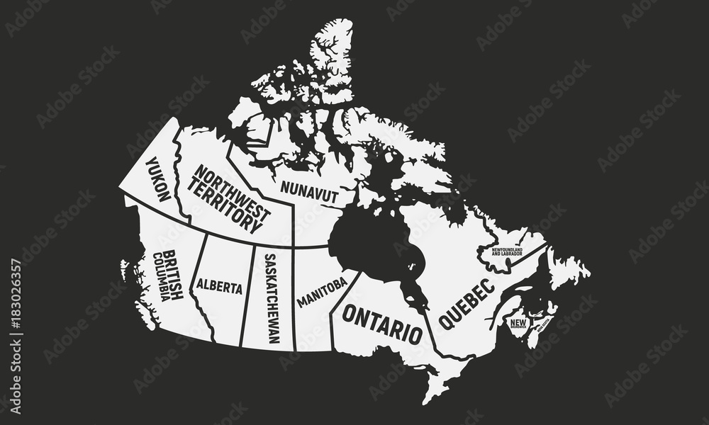 Provinces and territories of Canada. Canadian map. Poster map of Canada ...
