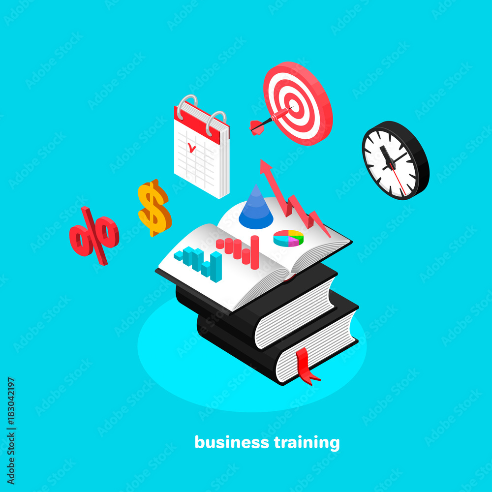 set of business icons symbolizing business training, isometric image ...