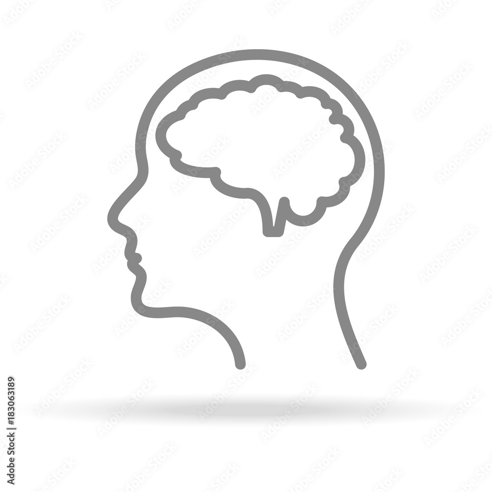 Human Brain, Neurology Icon In Trendy Thin Line Style Isolated On White ...