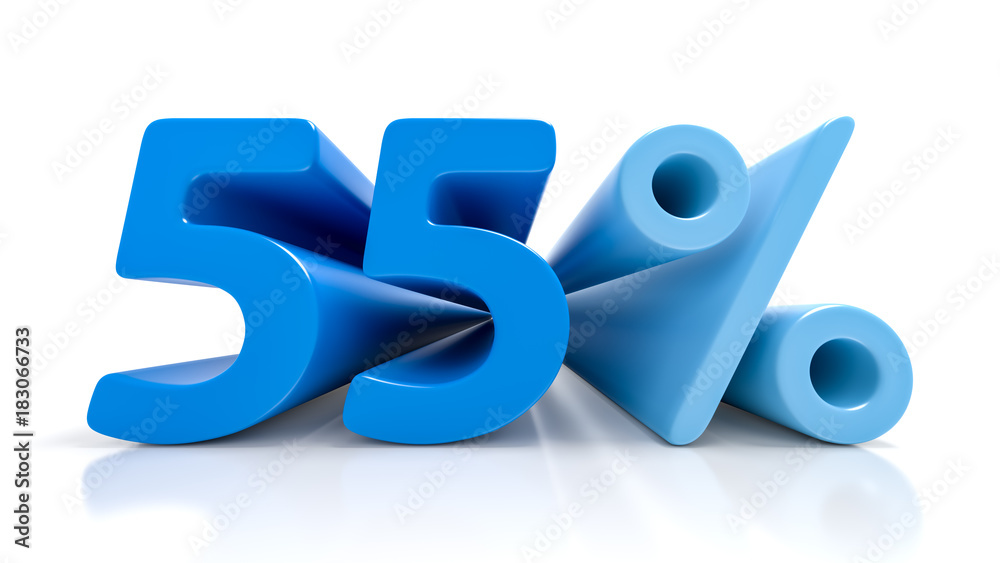 55 percent blue symbol isolated on white background Stock Illustration ...