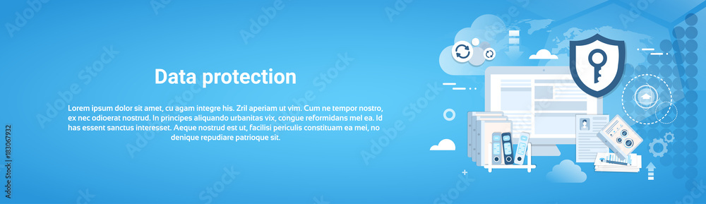 Data Protection Horizontal Web Banner With Copy Space Vector ...