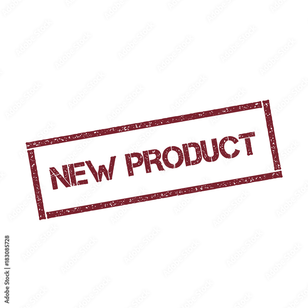 New product rectangular stamp. Textured red seal with text isolated on ...