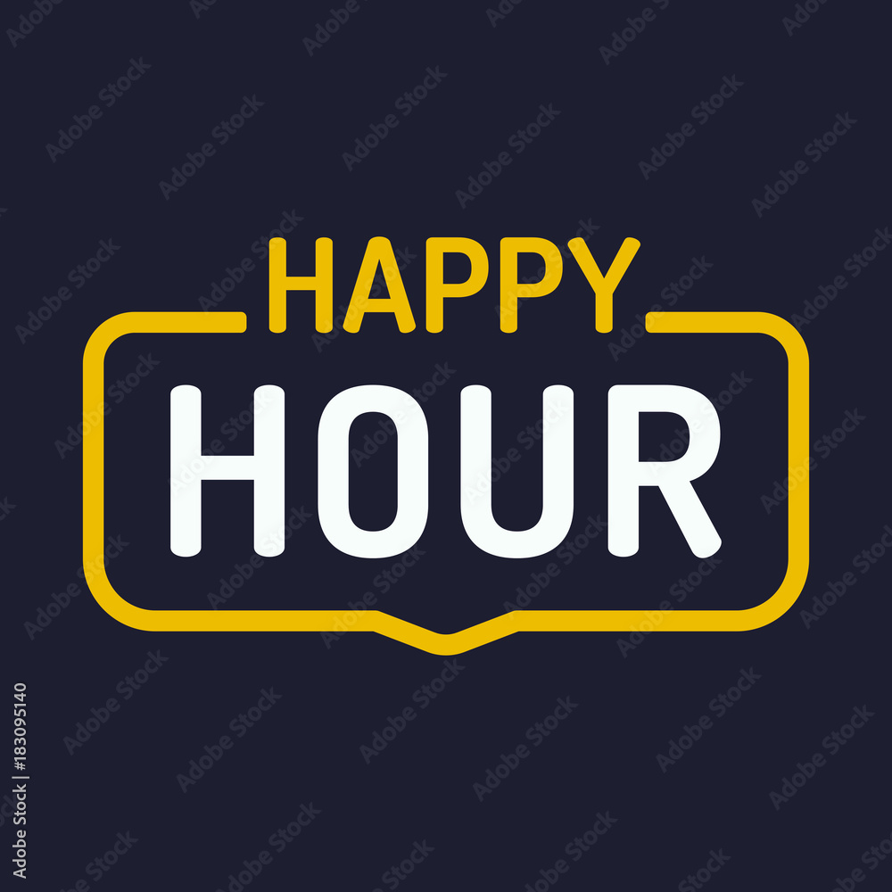 Happy hour. Vector badge illustration on dark background. Stock Vector ...