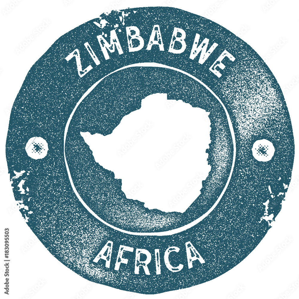 Zimbabwe map vintage stamp. Retro style handmade label. Zimbabwe badge ...