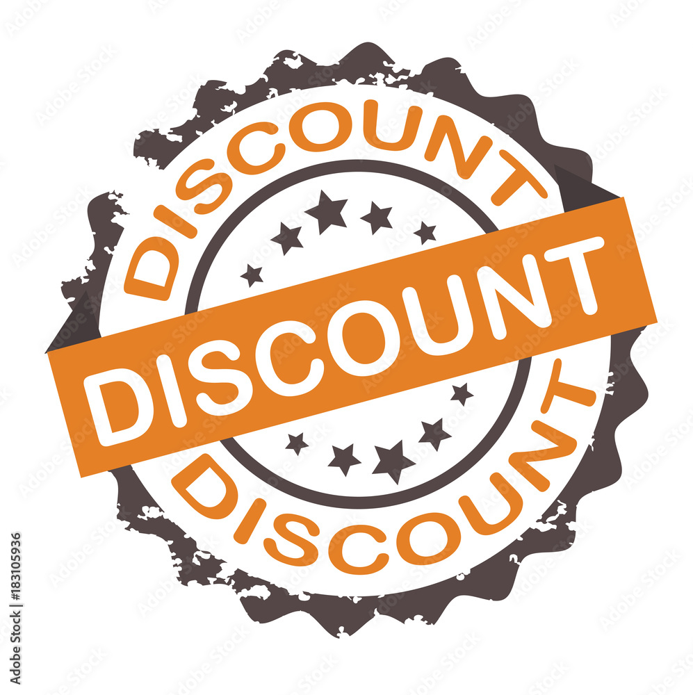 Discount stamp on orange and grey color.Sign.Seal vector de Stock ...