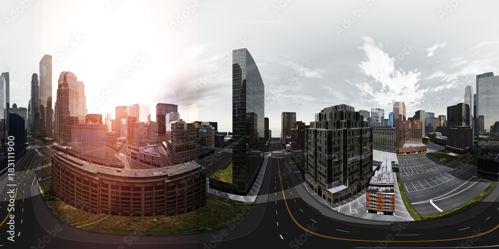 Panorama of the city. Environment map. HDRI map. Equirectangular ...