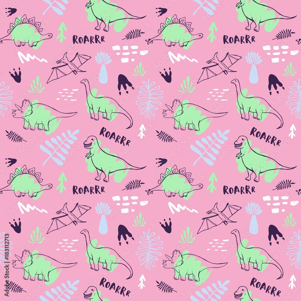 Seamless pattern with cute dinosaurs for children textile , wallpaper ...