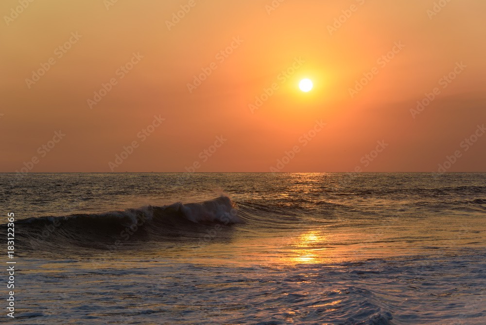 Sunset at Beach with Black Sand in Monterrico, Guatemala. Monterrico is ...