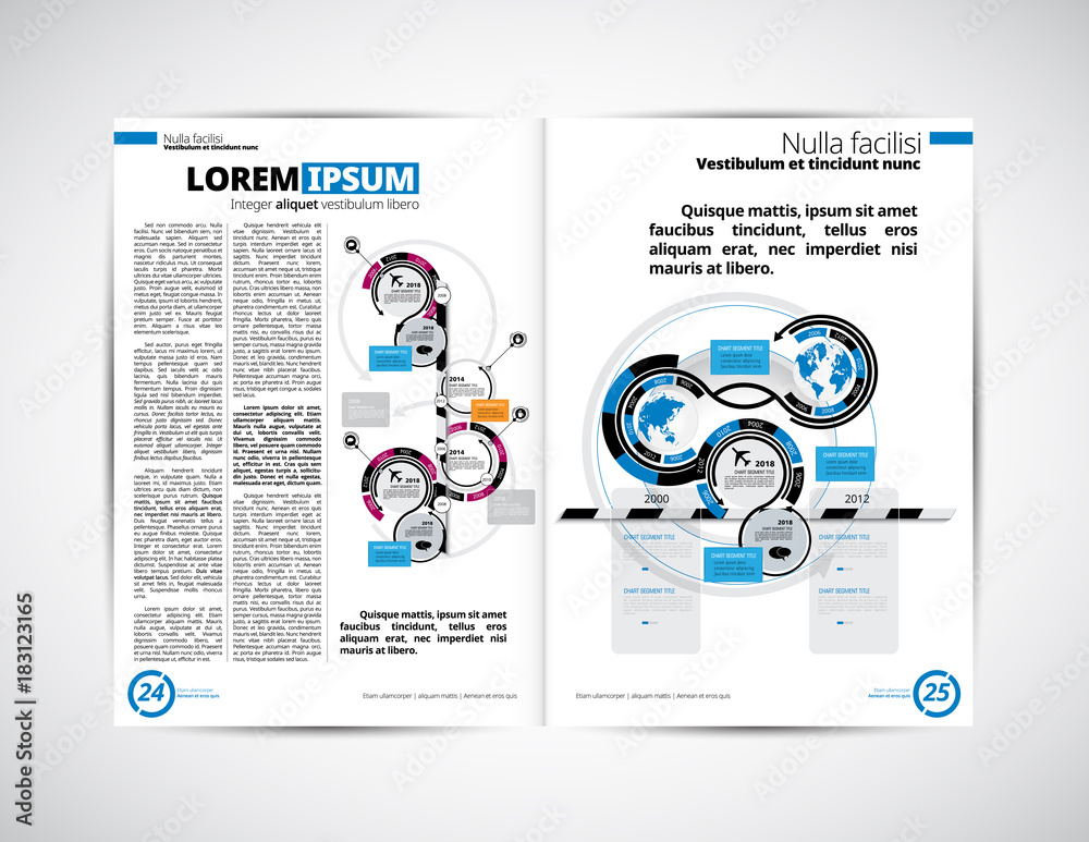 Business magazine layout with infographics Stock Vector | Adobe Stock