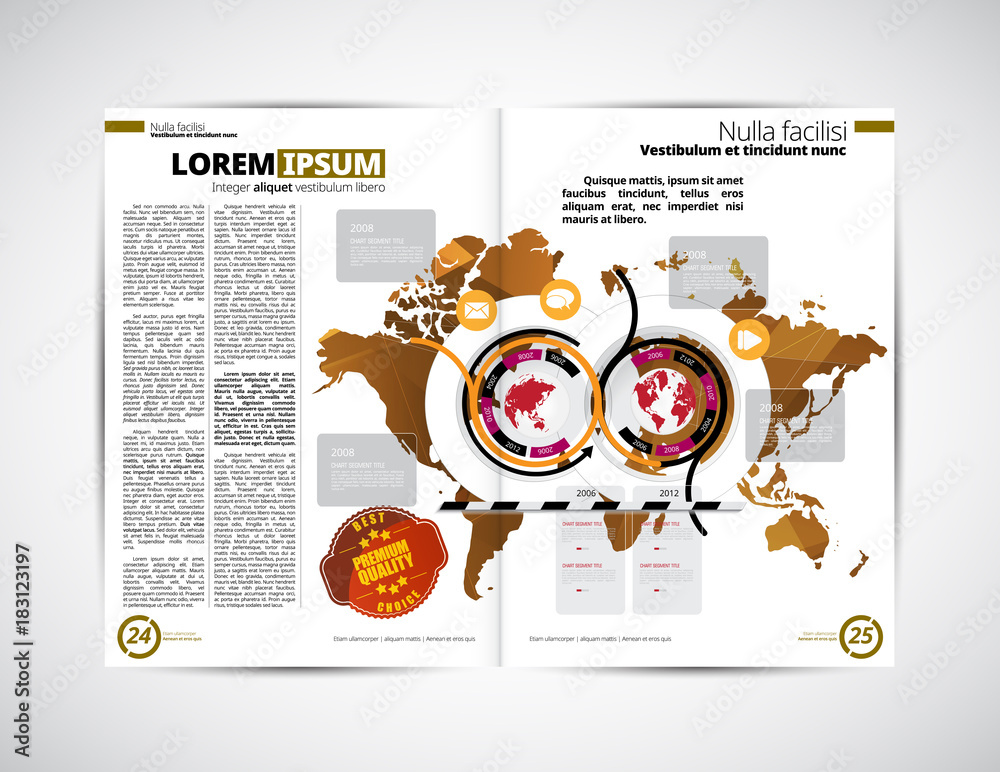 Business magazine layout with infographics Stock Vector | Adobe Stock