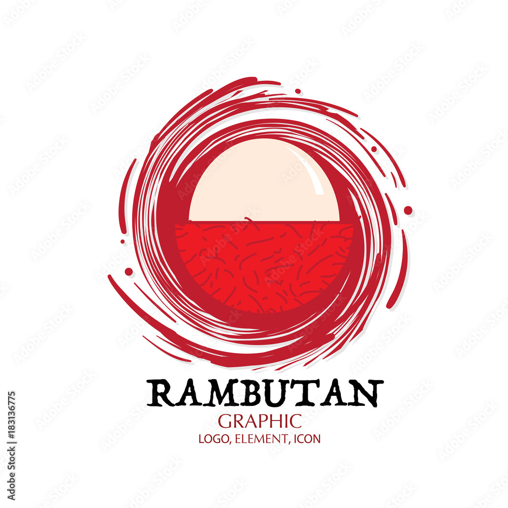 fruit rambutan graphic element design logo key visual water splash ...