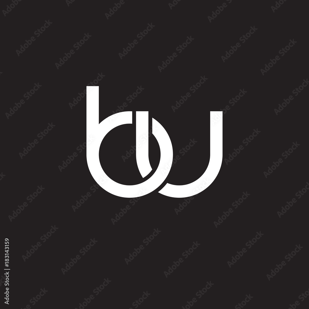 Initial lowercase letter bu, overlapping circle interlock logo, white ...