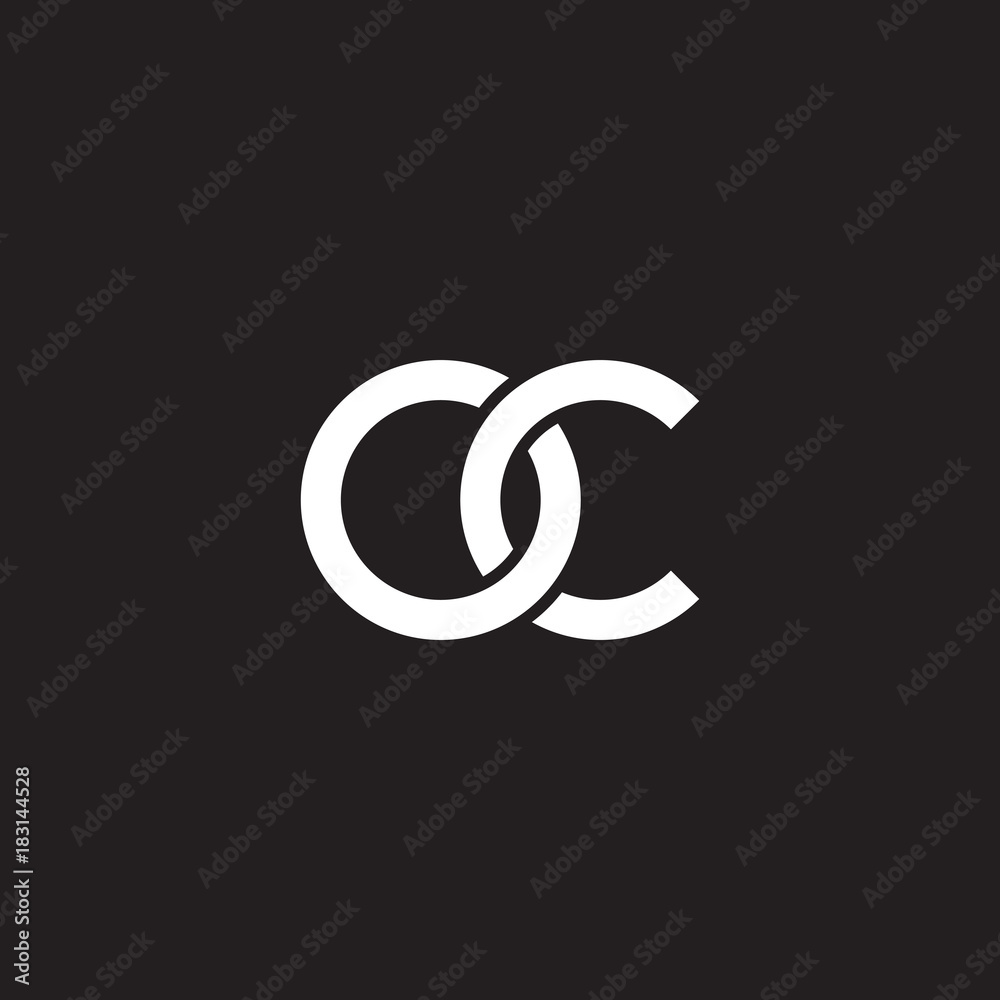Initial lowercase letter oc, overlapping circle interlock logo, white ...