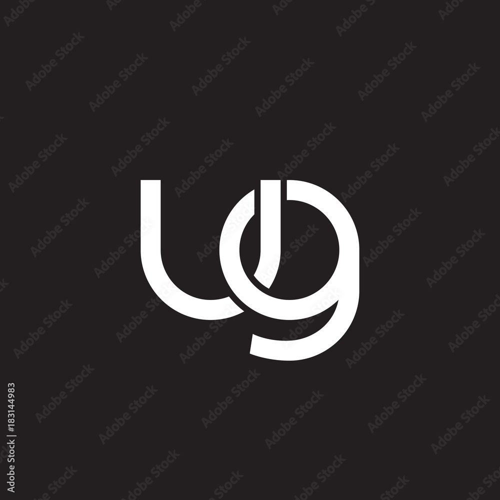 Initial lowercase letter ug, overlapping circle interlock logo, white ...