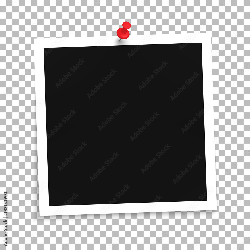 Photo frame template with push pin on a transparent background Stock ...
