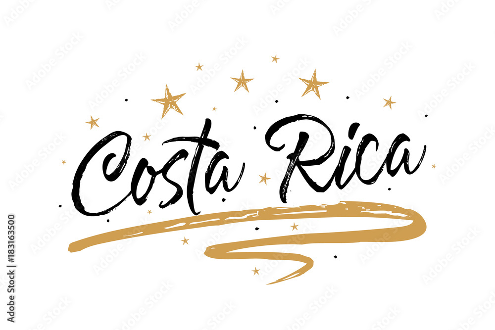 Costa Rica. Name country word text card, banner script. Beautiful ...