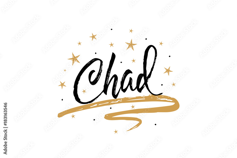 Chad. Name country word text card, banner script. Beautiful typography ...