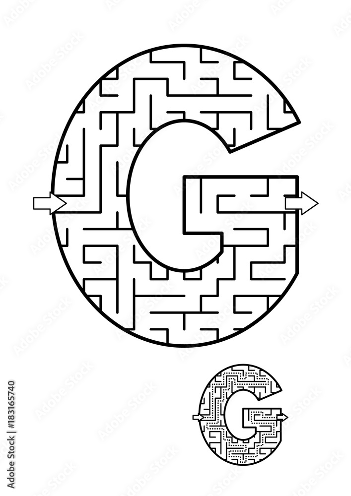Alphabet learning fun and educational activity for kids - letter G maze ...