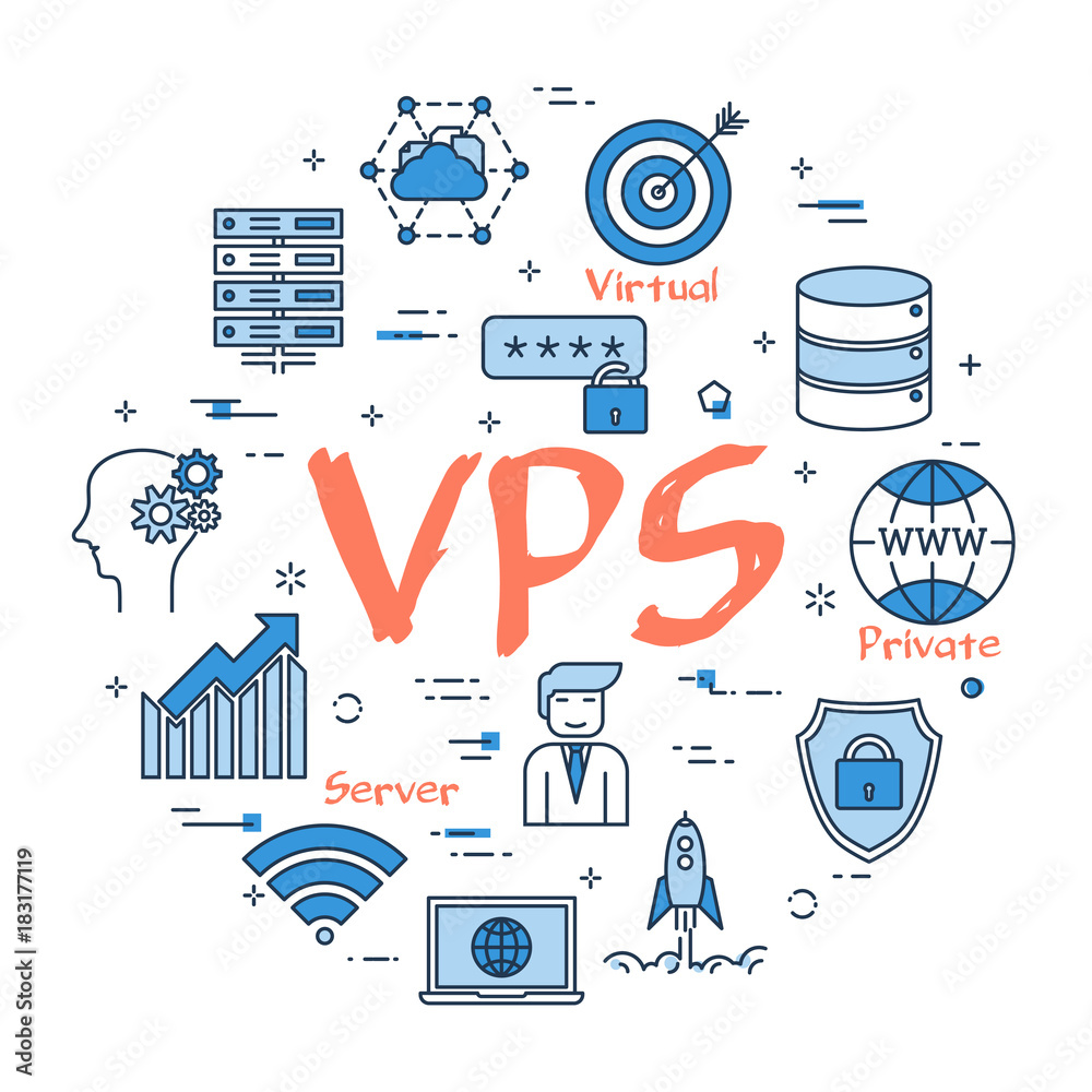 Round linear banner - VPS concept Stock Vector | Adobe Stock