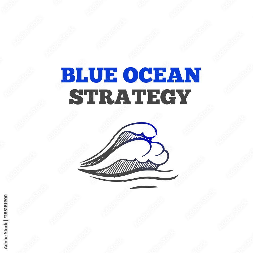 Blue ocean strategy concept, Vector hand drawn infographic Stock Vector ...