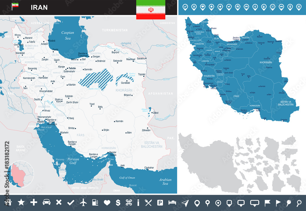 Iran - infographic map - Detailed Vector Illustration Stock Vector ...