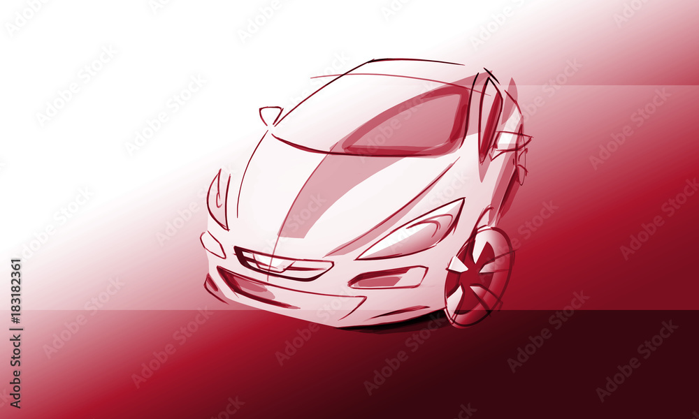 Dynamics sketch of car its grey illustration in perspective. Car is ...