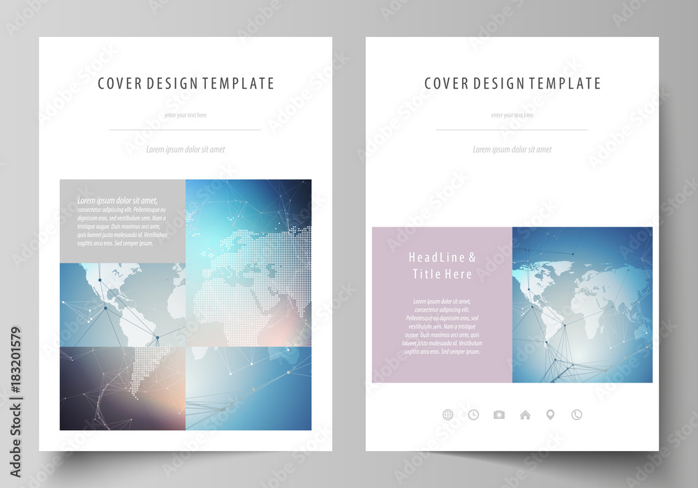 The vector illustration of the editable layout of A4 format covers ...