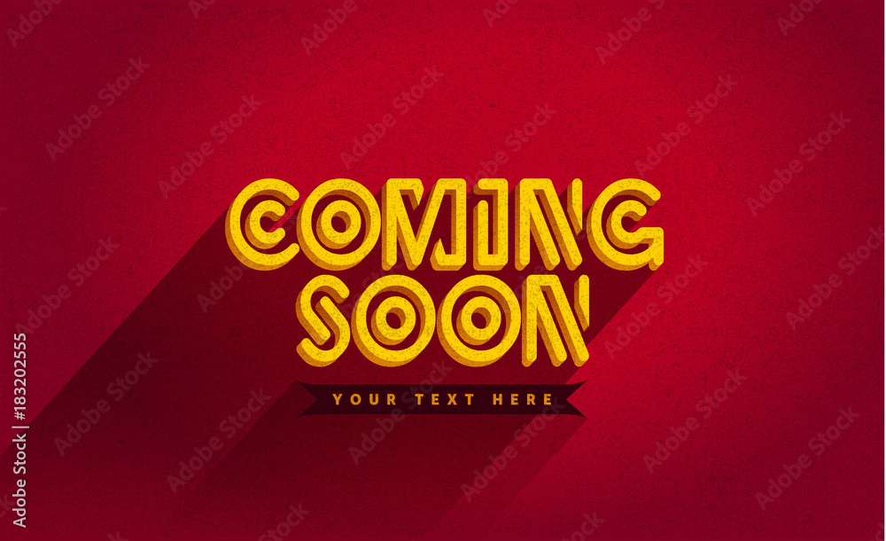 Coming Soon trendy banner, web page template, poster on red background ...