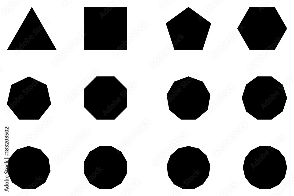 Geometric shapes set vector, Polygon - vector set - black on white ...