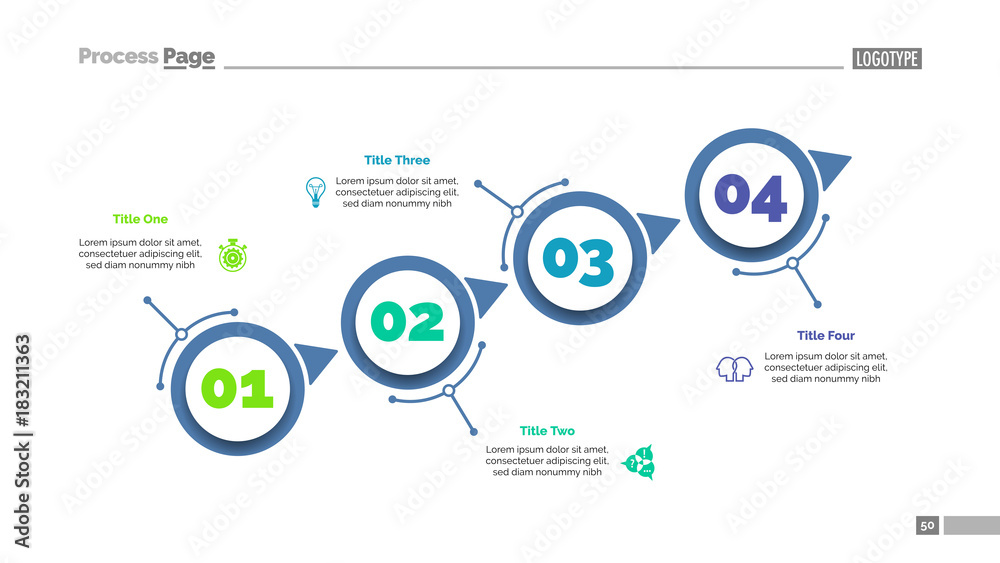 Process Chart with Four Steps Template Stock Vector | Adobe Stock