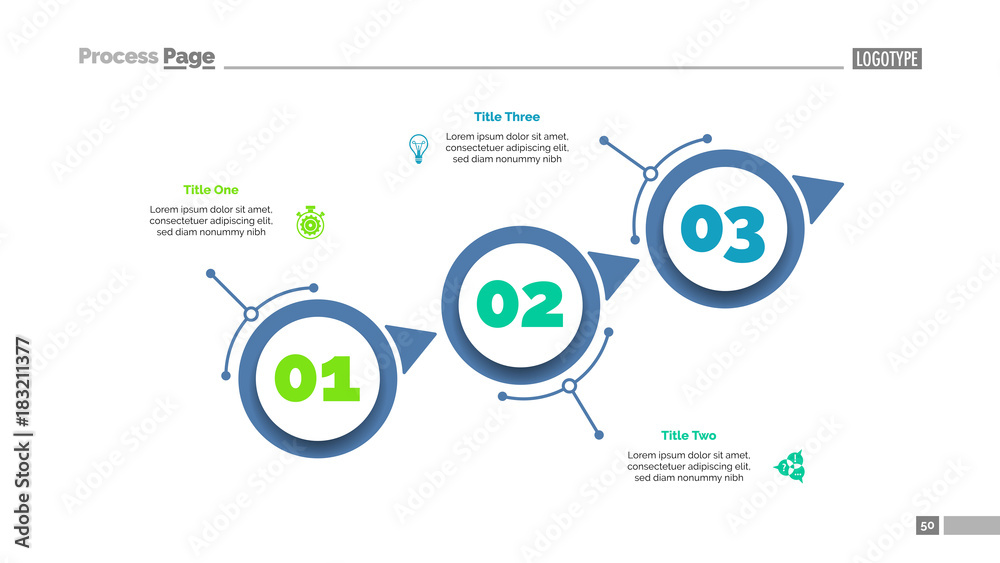Process Chart with Three Steps Template Stock Vector | Adobe Stock