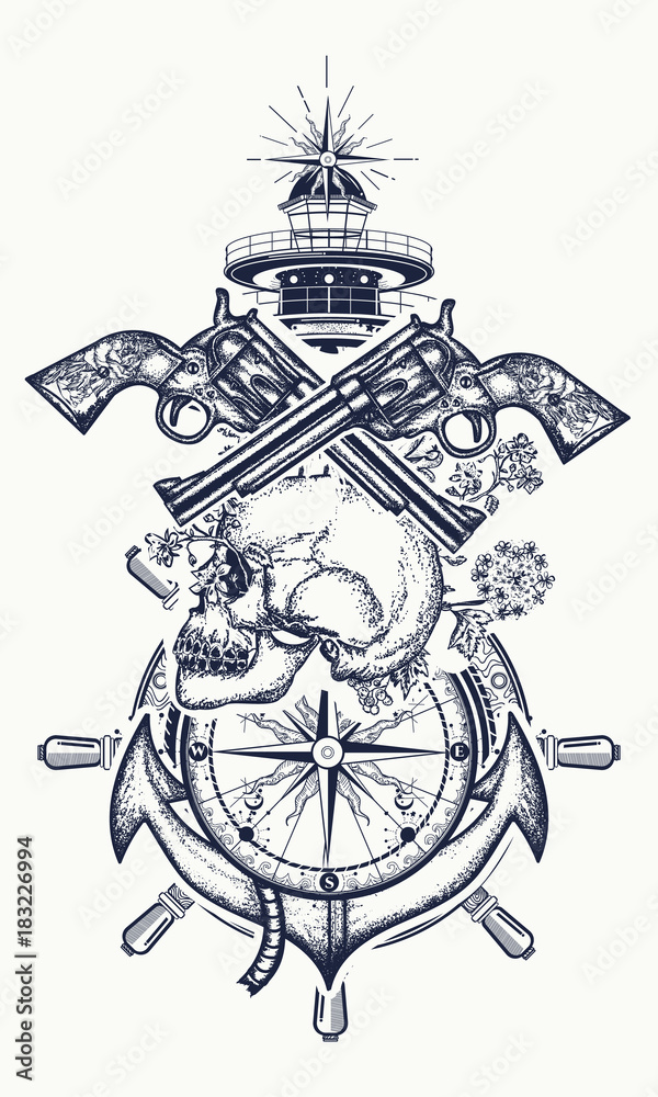 Pirate Compass Drawing