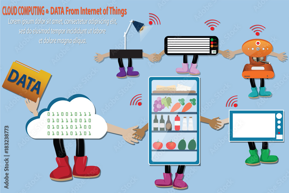Cartoon big data,Apply to use big data in Internet of things - vector ...