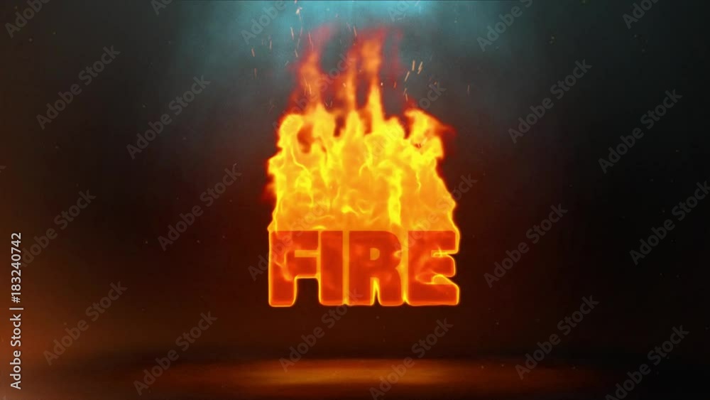 Fire Word Hot Burning on Realistic Fire Flames Sparks And Smoke ...