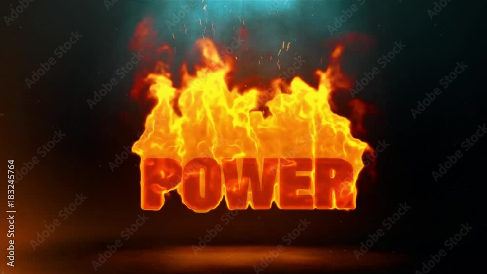 Power Word Hot Burning on Realistic Fire Flames Sparks And Smoke ...