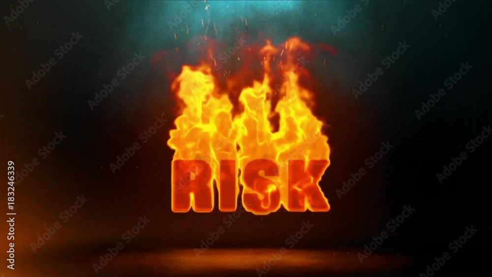 Risk Word Hot Burning on Realistic Fire Flames Sparks And Smoke ...