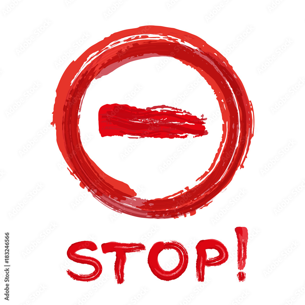 Red hand in red ring icon. Road sign "do not enter". Stop sign. Stock ...